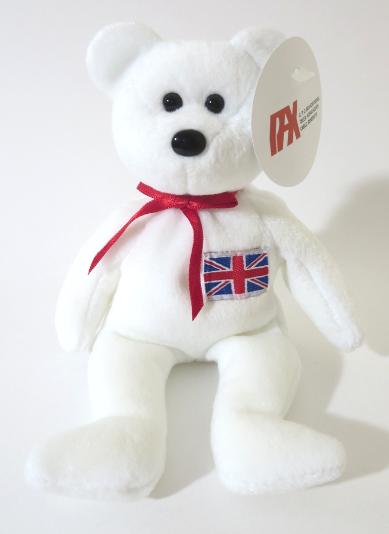 Britannia the bear – solid WHITE Prototypes – Rarest Beans