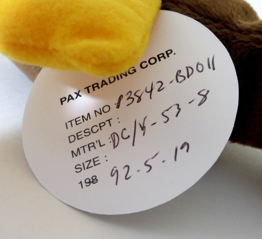 Patti the SOLID BROWN platypus Ty Prototype: Original 9 – Rarest Beans