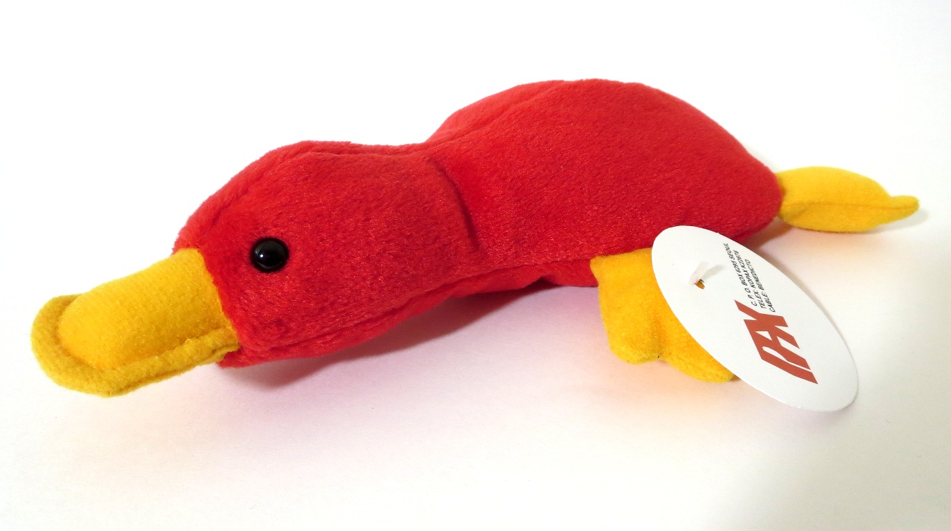 Patti the SOLID RED platypus Ty Prototype: Original 9 – Rarest Beans